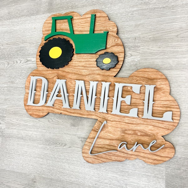 Boys Tractor Name Sign - Etsy
