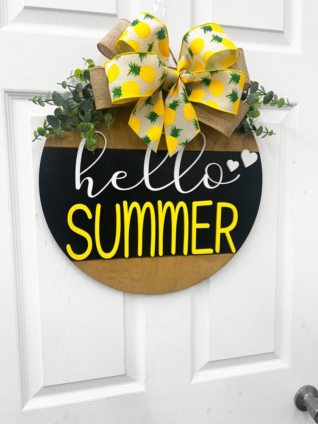 Hello Summer Door Wreath Pineapple Front Door Wreath| Personalized ...