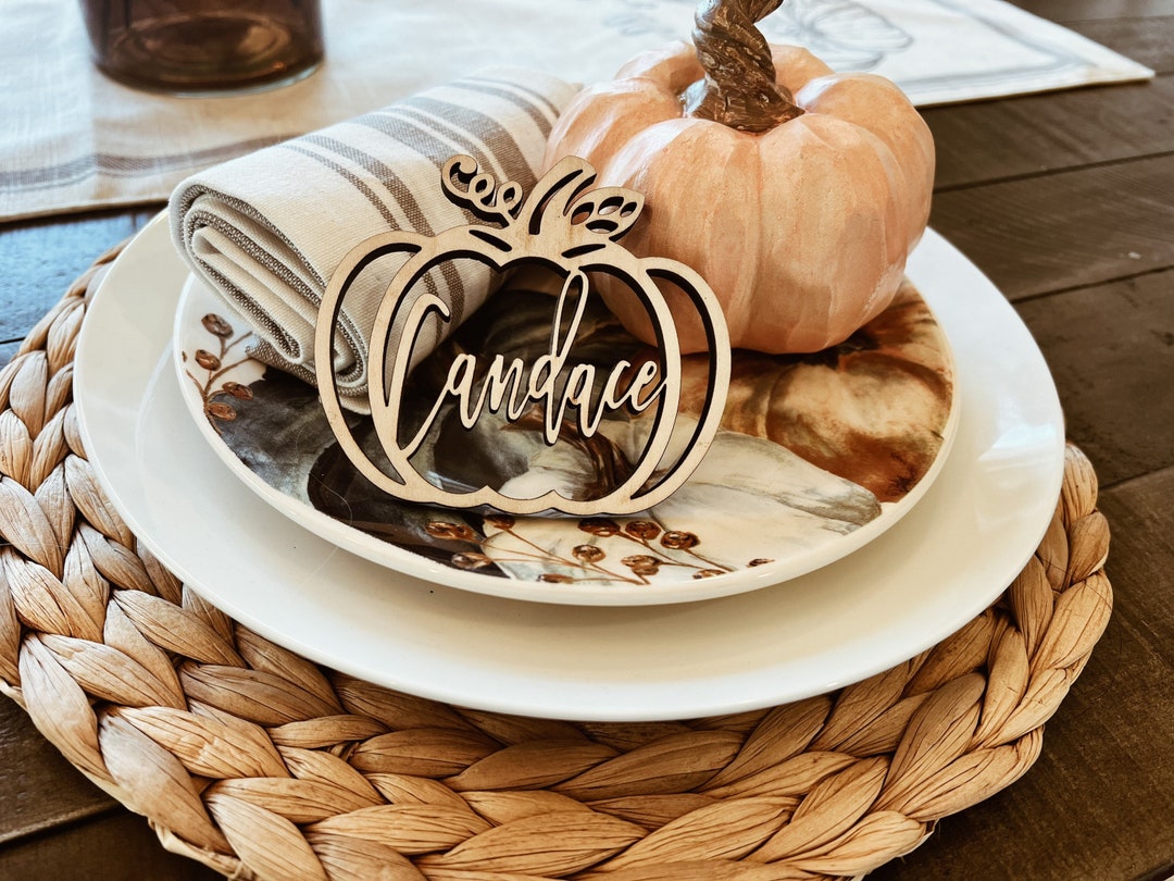 Fall Custom Wood Place Card Names-fall Name Tags-pumpkin Table Decor ...