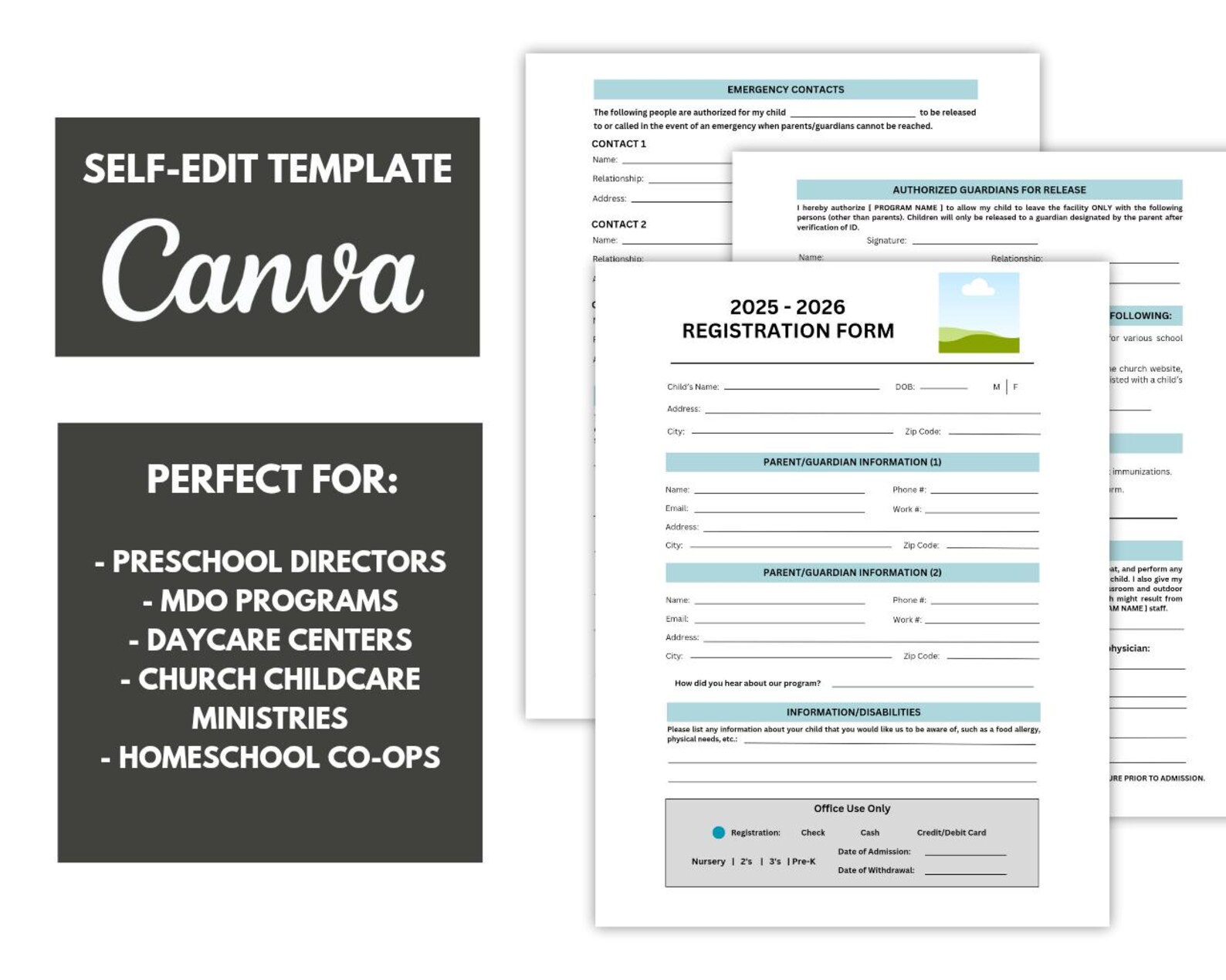 Editable Preschool Enrollment Packet Template 2025-2026 School Year ...