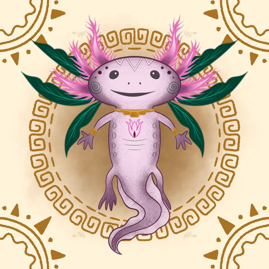 Aztec Axolotl Print Folklore Art, Print, Mythology Art, Witchy - Etsy