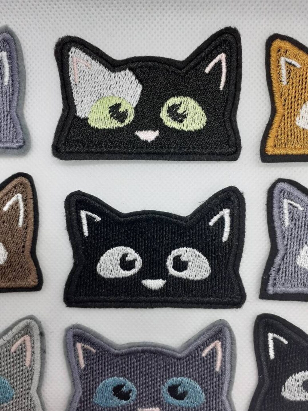 Black Peeking Cat Face. Iron-on/sew on Patch. Cat Lovers Gift. Clothes ...