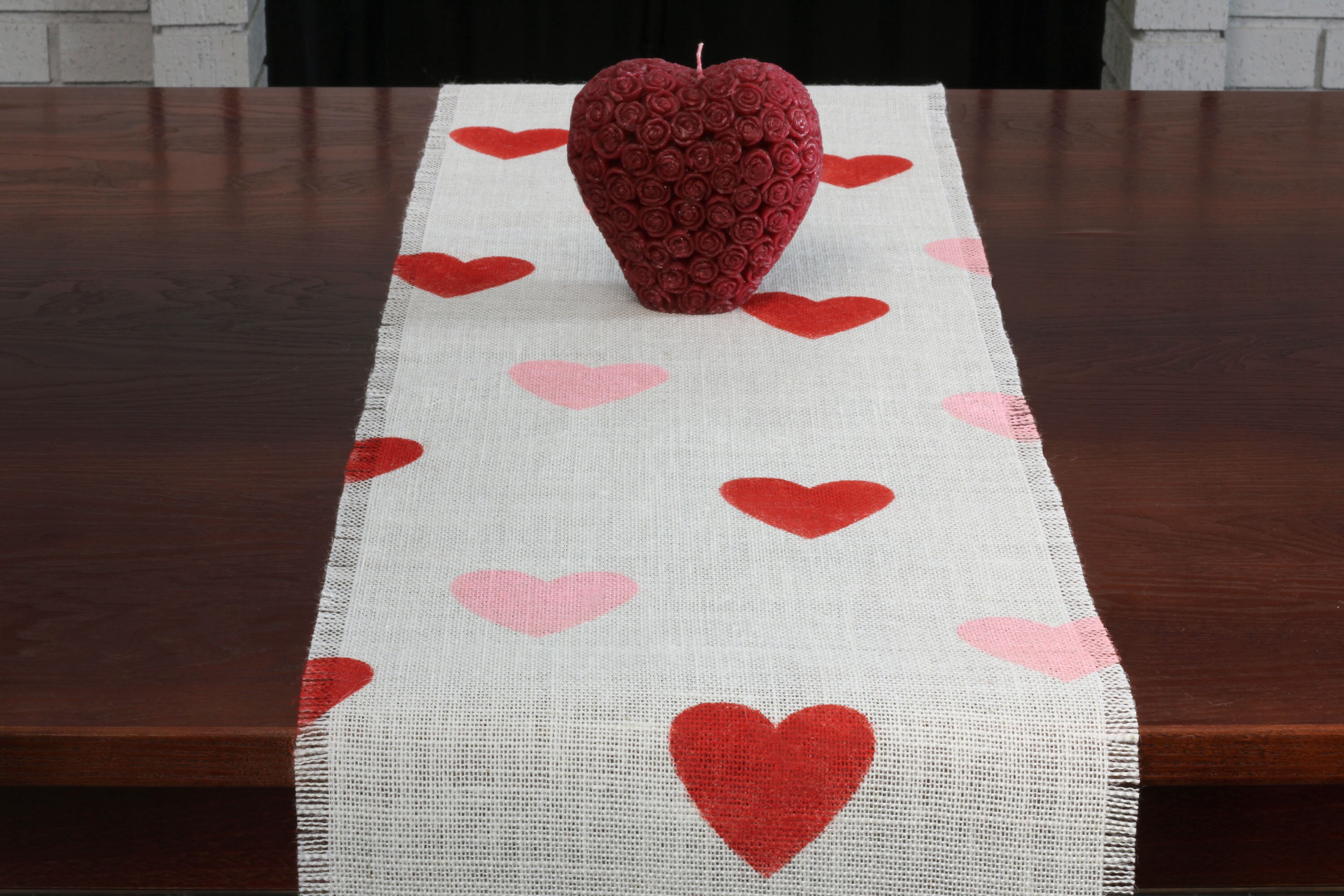 Valentine s Burlap Table Runner Valentine s Day Red and Pink Heart Runner Valentine s Day Runner Valentine s Day Decor Valentine s Party Etsy