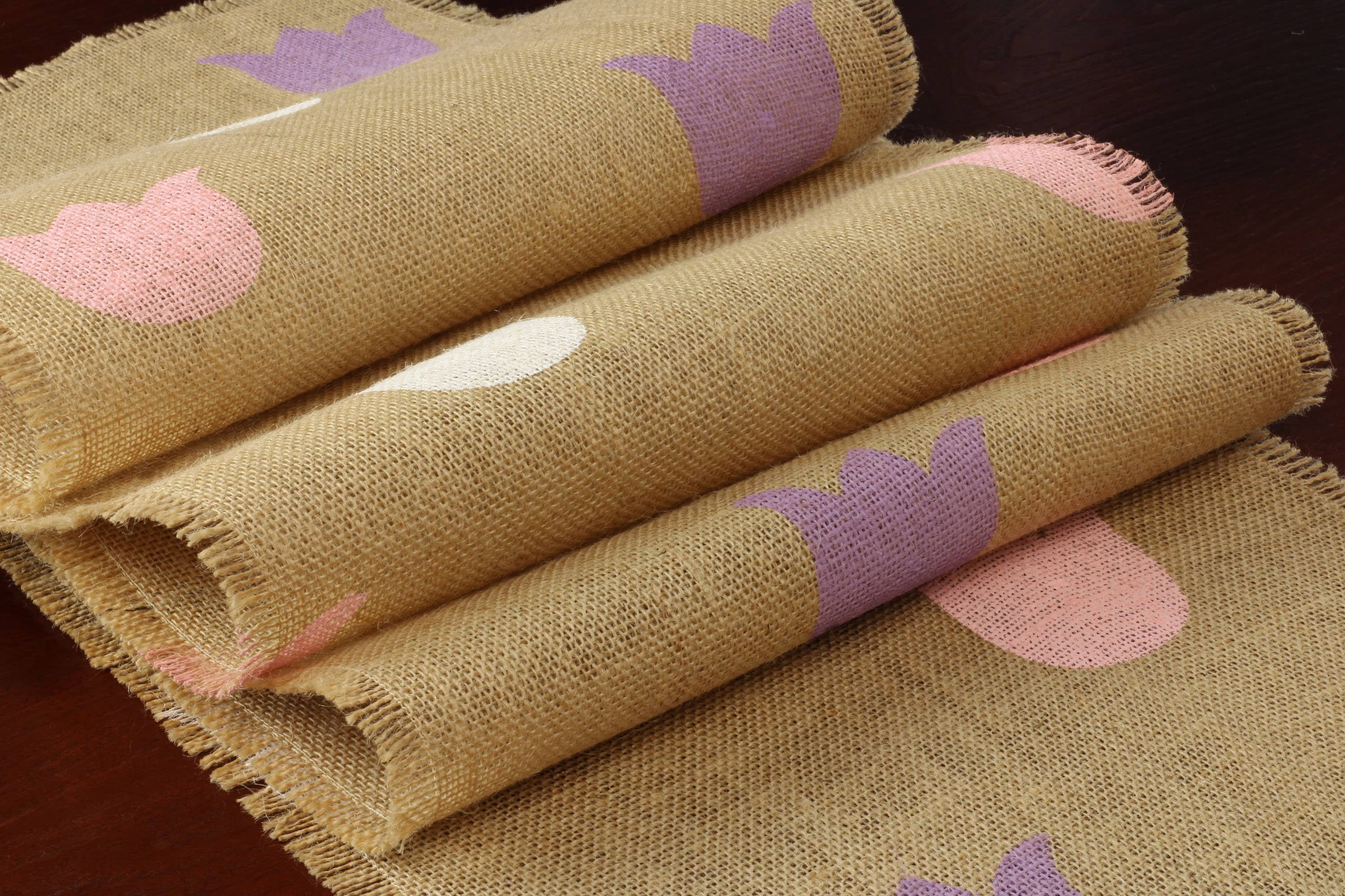 Spring Burlap Table Runner Lilac White and Pink Tulip Table - Etsy