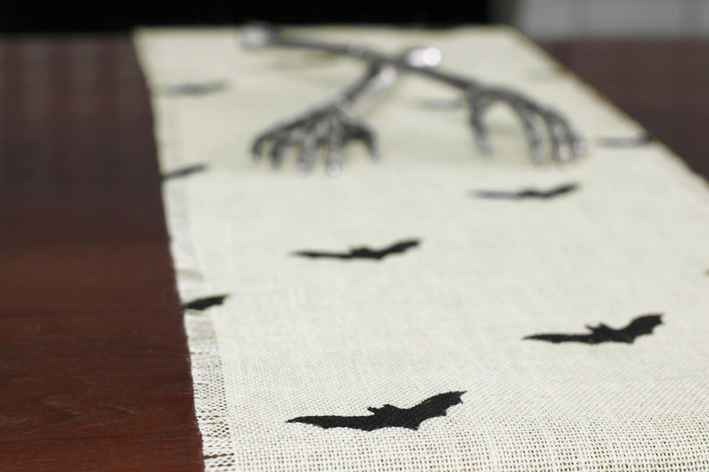 Halloween Burlap Table Runner Halloween Black Bats Runner - Etsy