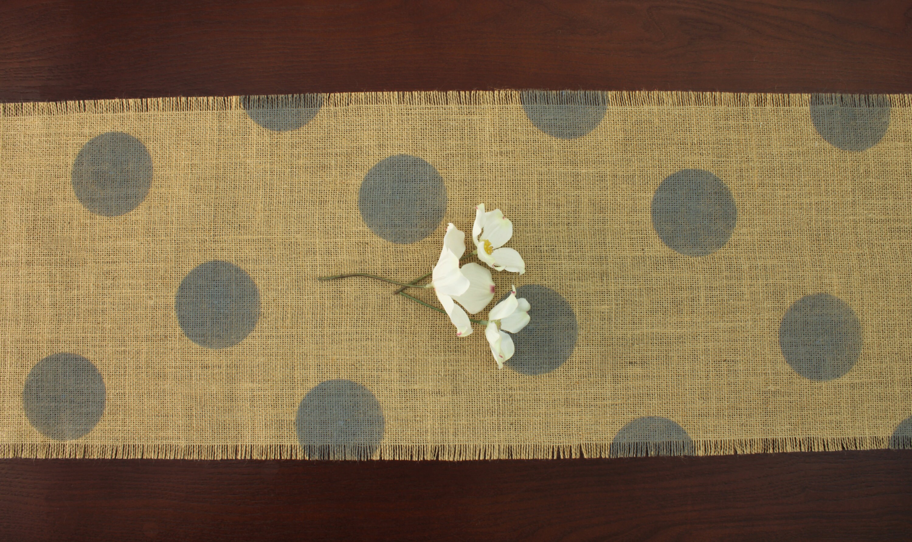 Burlap Table Runner Gray Polka Dot Table Runner Table - Etsy