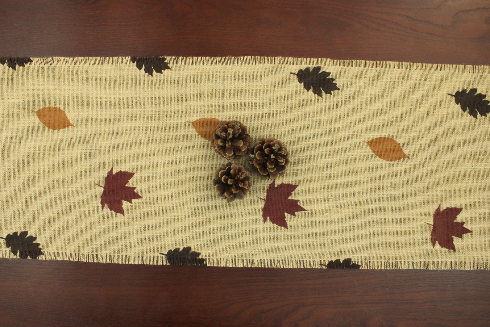Fall Burlap Table Runner Brown Golden Brown and Barn Red - Etsy