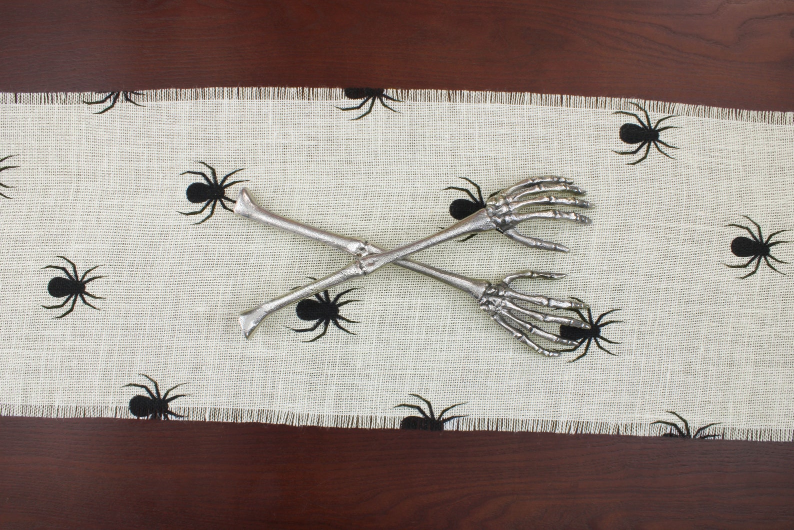 Halloween Burlap Table Runner Halloween Black Spiders Runner | Etsy