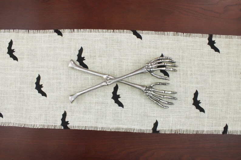 Halloween Burlap Table Runner Halloween Black Bats Runner - Etsy
