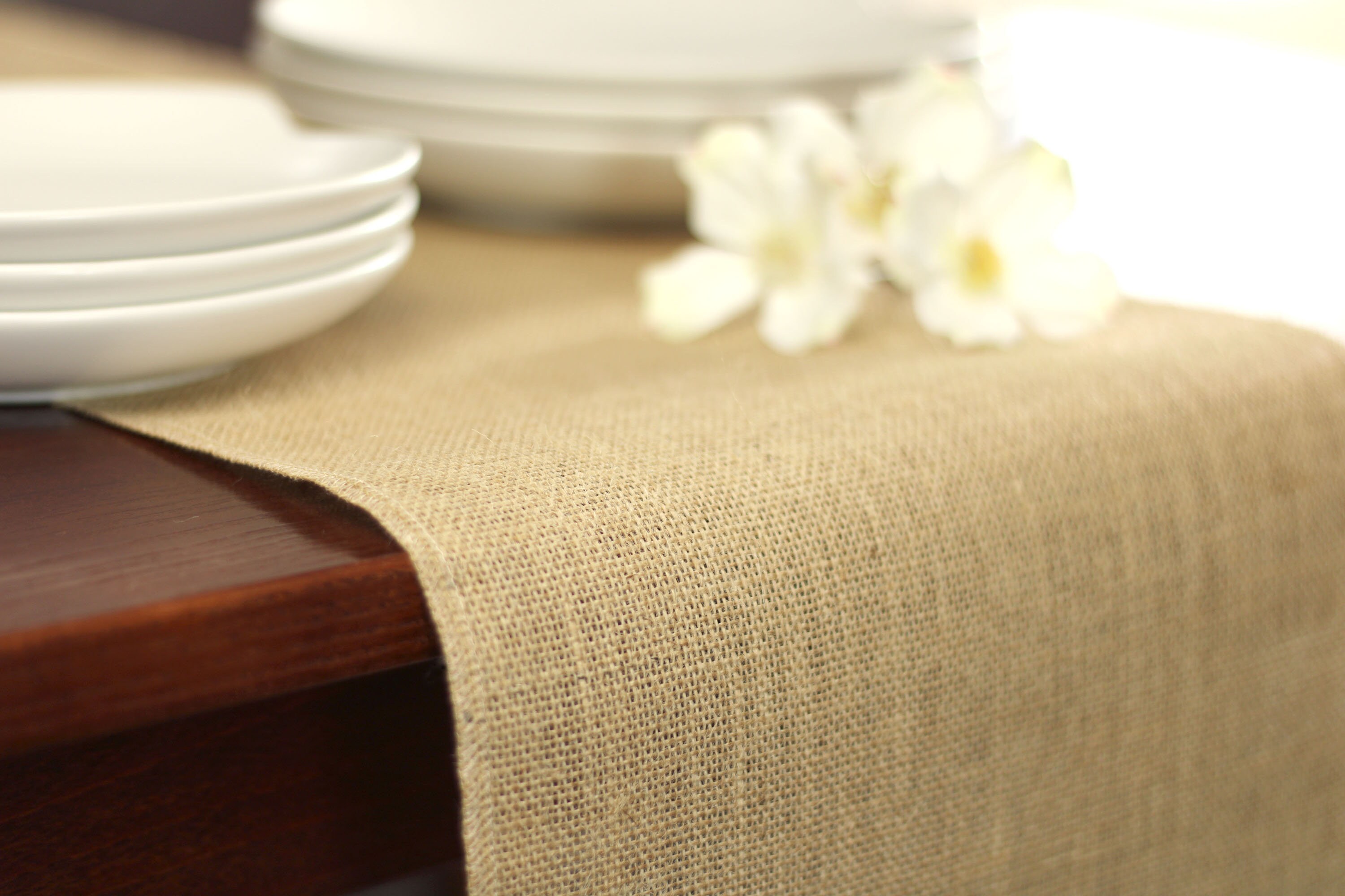 Table Runner, Burlap Hemmed Table Runner, Natural Burlap, Burlap Table ...