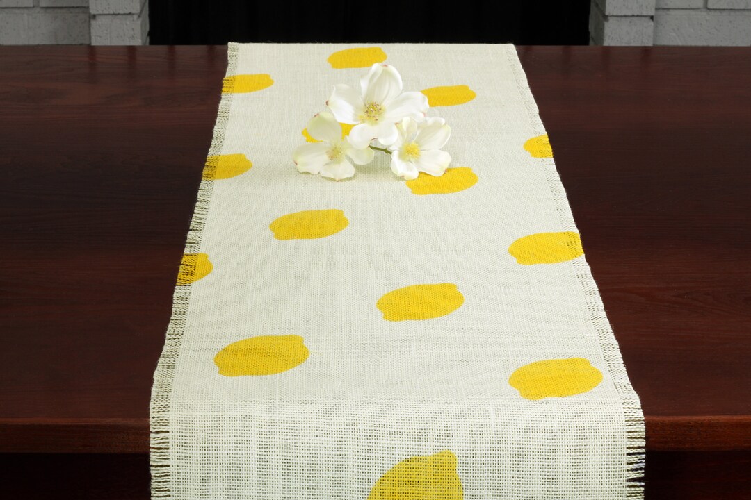 Summer Burlap off White Table Runner, Yellow Lemon Table Runner ...