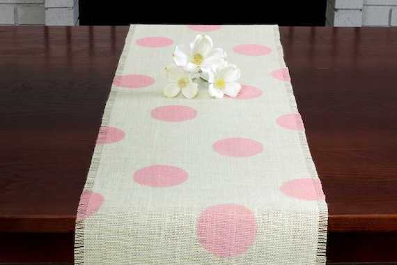 Bright Yellow Polka Dot Table Runner Table Decor Burlap Table Runner ...