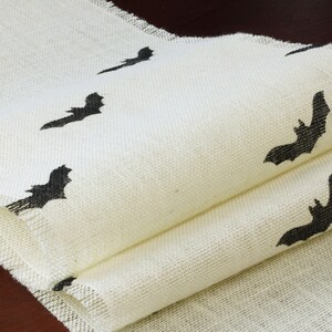Halloween Burlap Table Runner, Halloween Black Bats Runner, Halloween ...