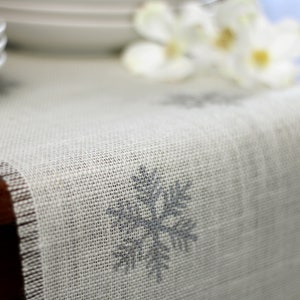 Winter Burlap Table Runner, Winter Silver Snowflake Runner, Winter ...