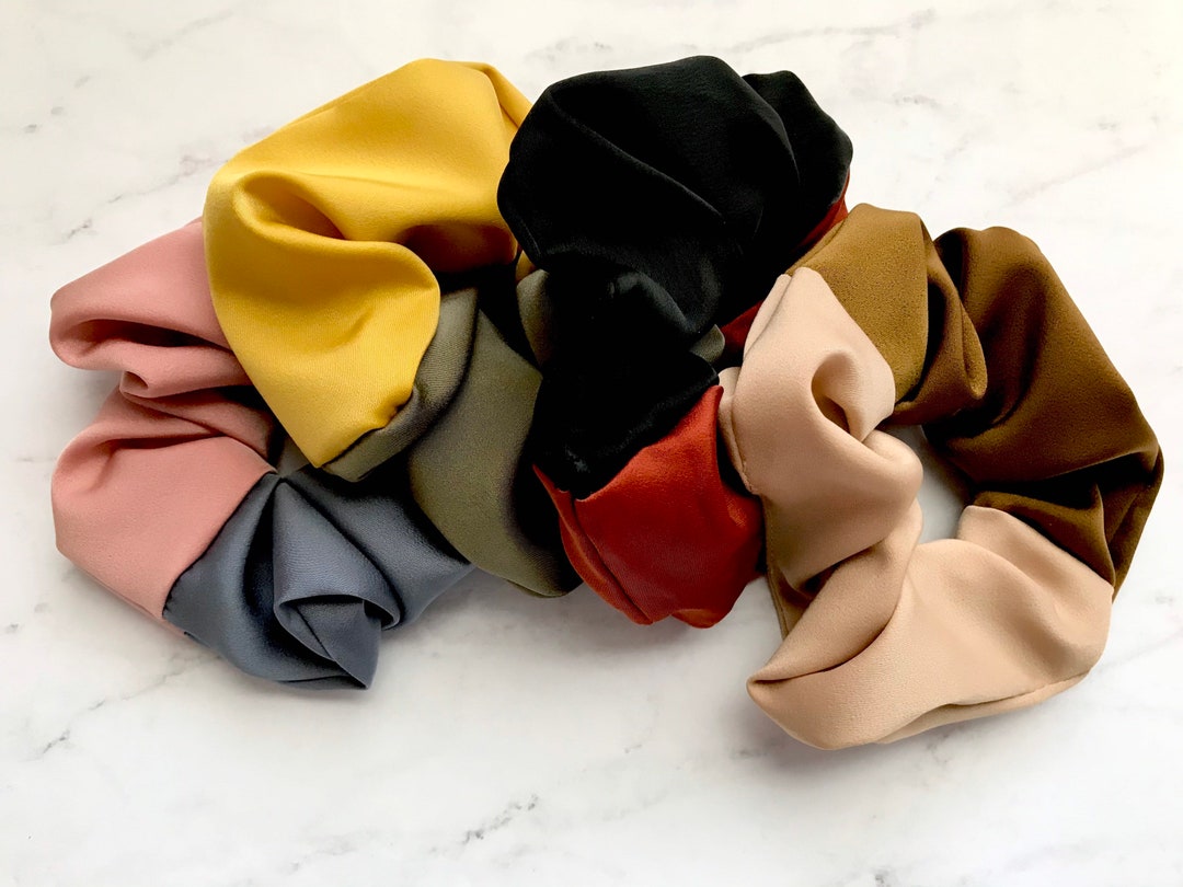 Satin Scrunchies, Large Scrunchies, 2 Color Scrunchy, Two Tone ...