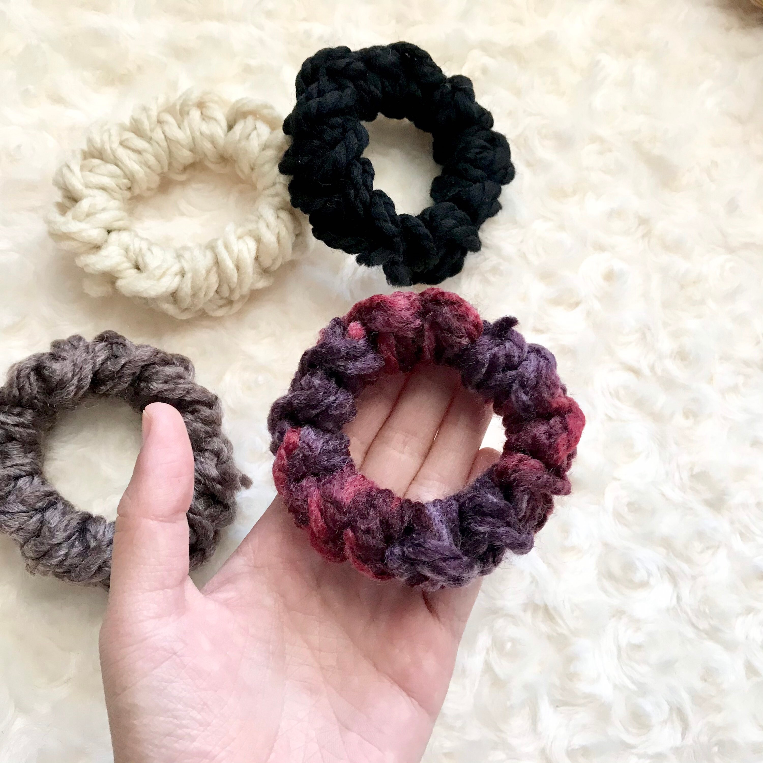 Set of 4 yarn crochet scrunchies yarn scrunchies scrunchies | Etsy