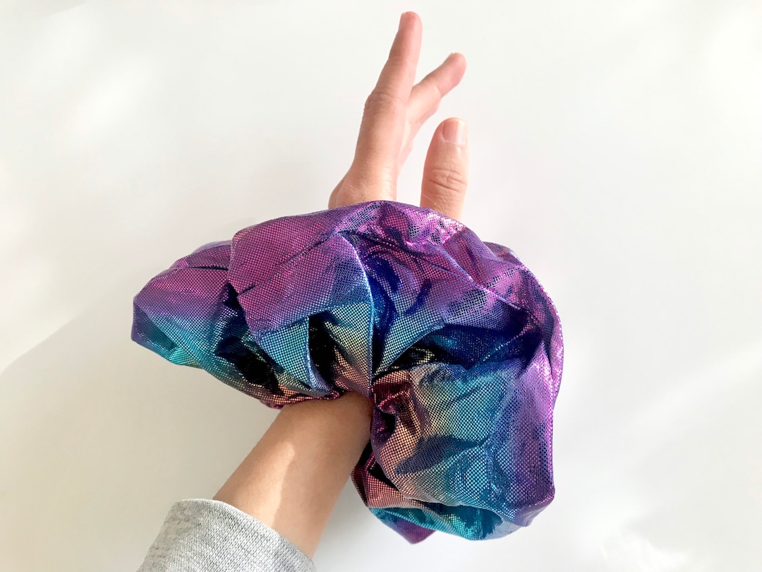 Iridescent Jumbo Scrunchie, Holographic XXL Fluffy Hair Tie - Etsy