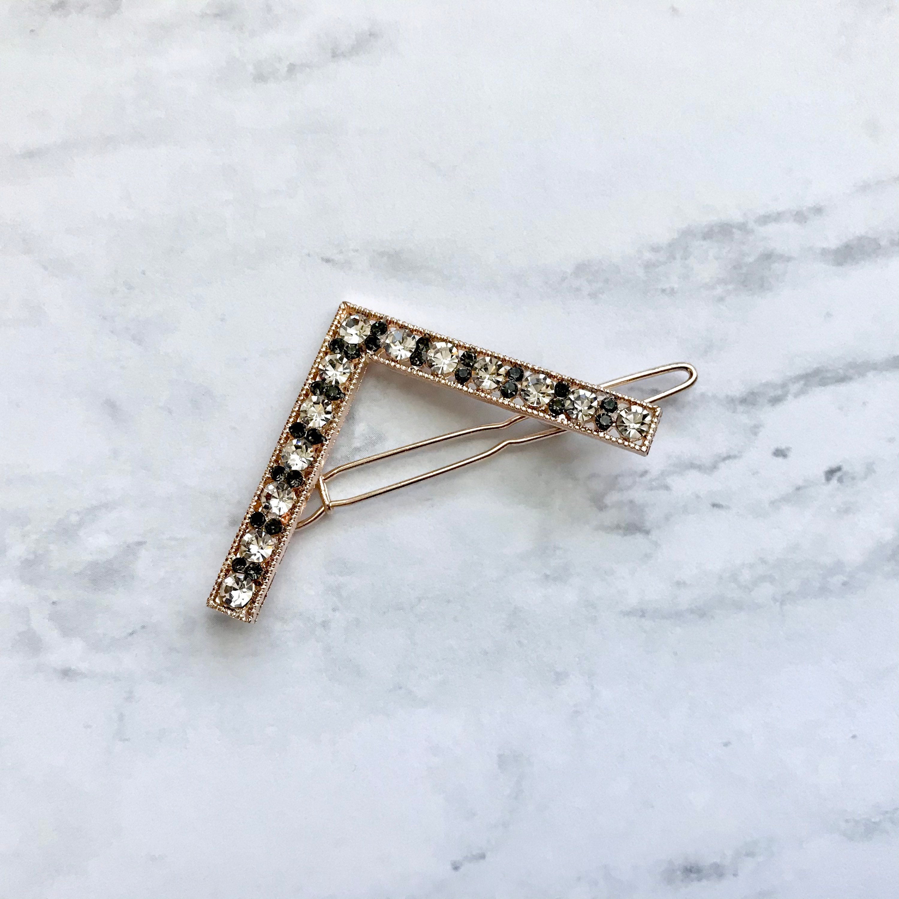 Triangle Hair Clips, Crystal Hair Clips, Gold Triangle Clips ...