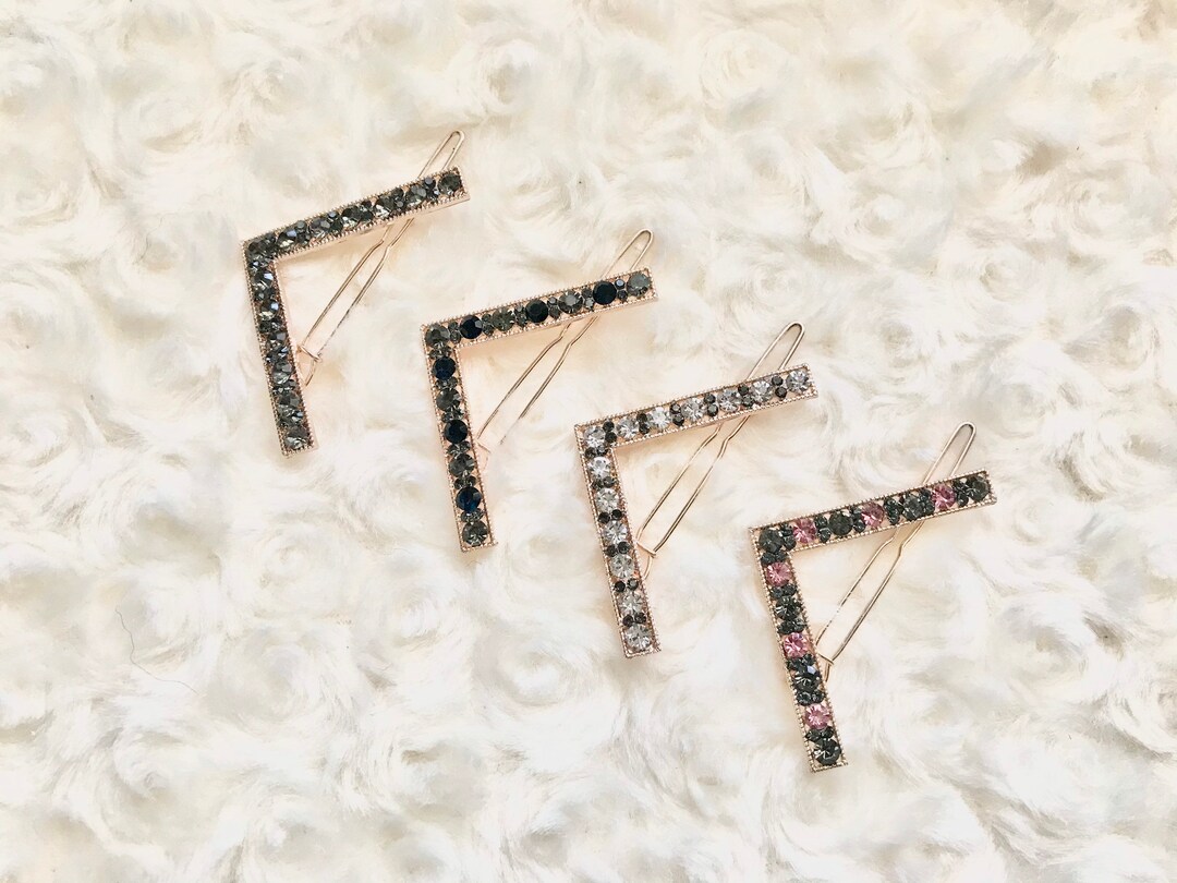 Triangle Hair Clips, Crystal Hair Clips, Gold Triangle Clips ...