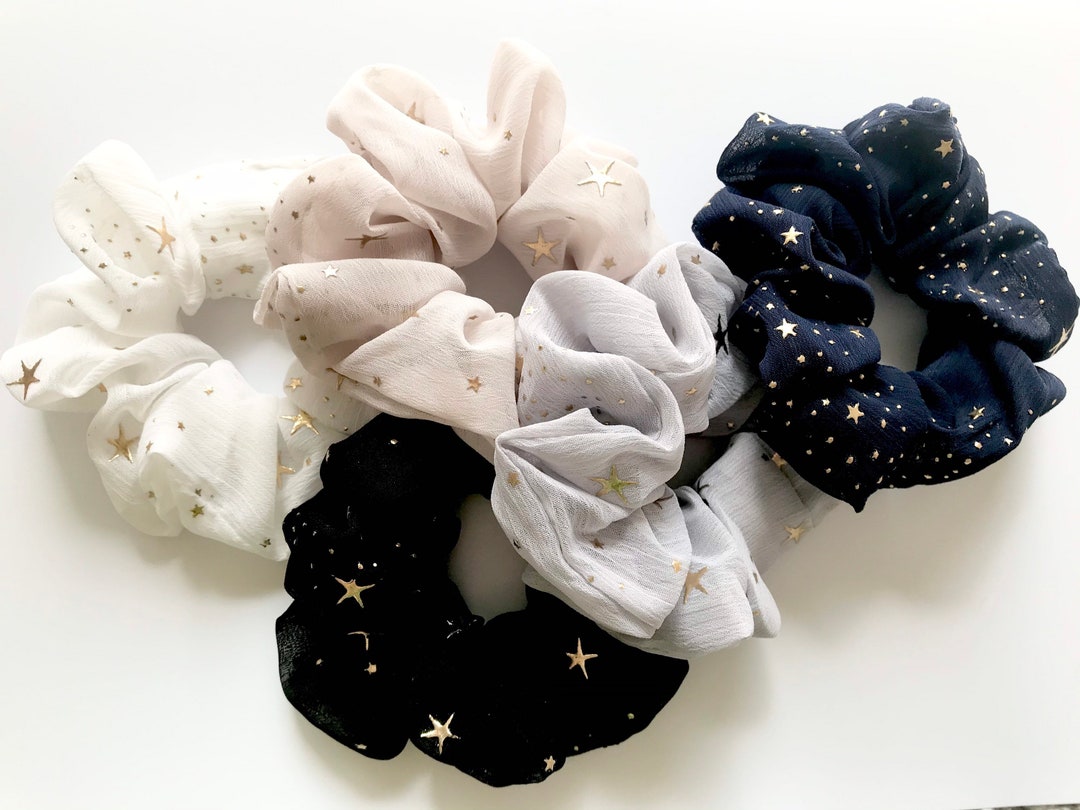 Star Scrunchies, Celestial Gold Star Scrunchies, Moon Scrunchies, Beige ...