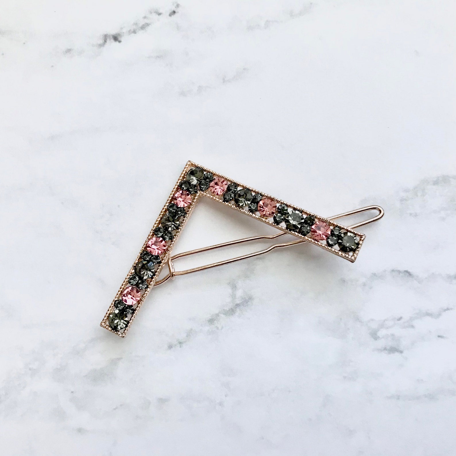 Triangle Hair Clips, Crystal Hair Clips, Gold Triangle Clips ...