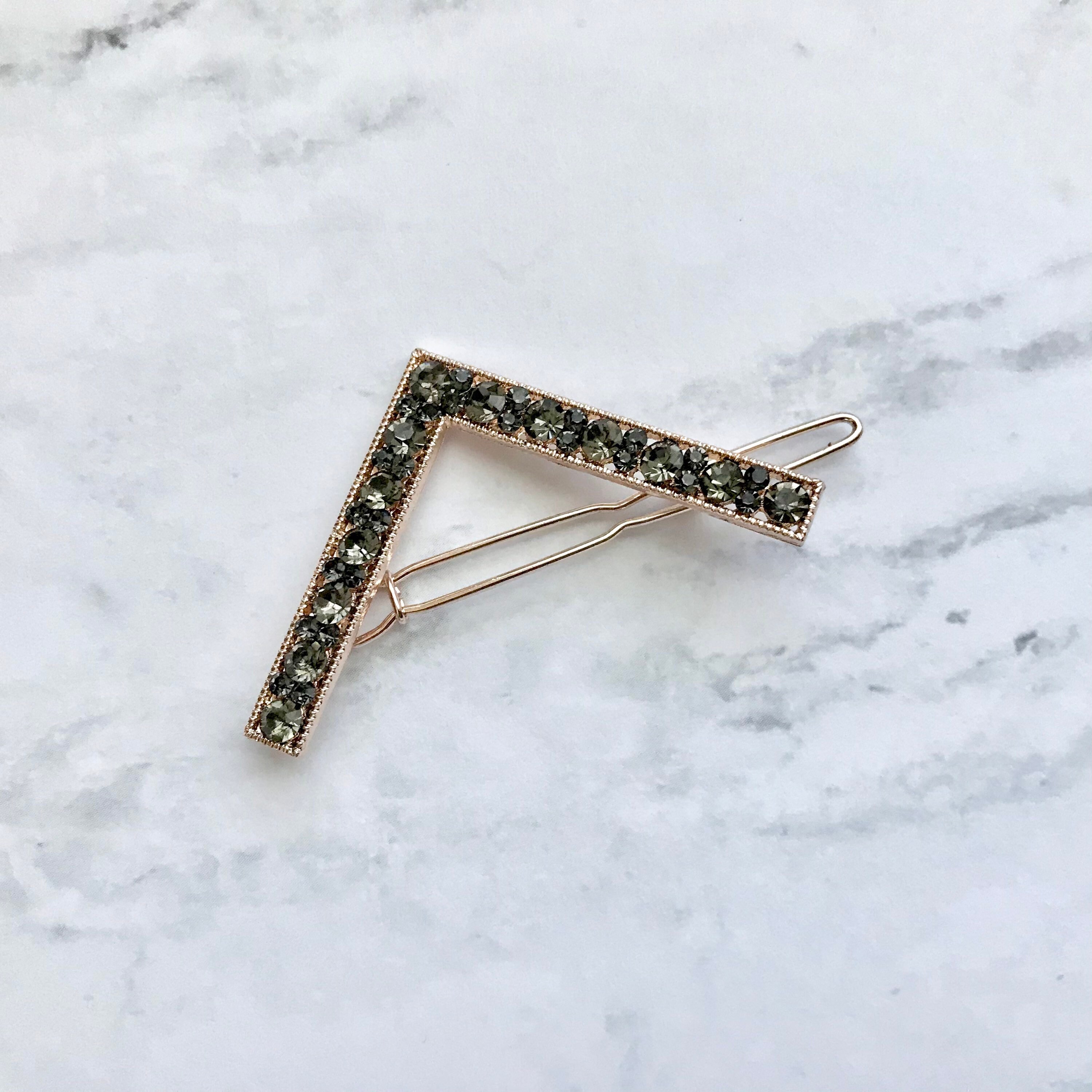 Triangle Hair Clips, Crystal Hair Clips, Gold Triangle Clips ...