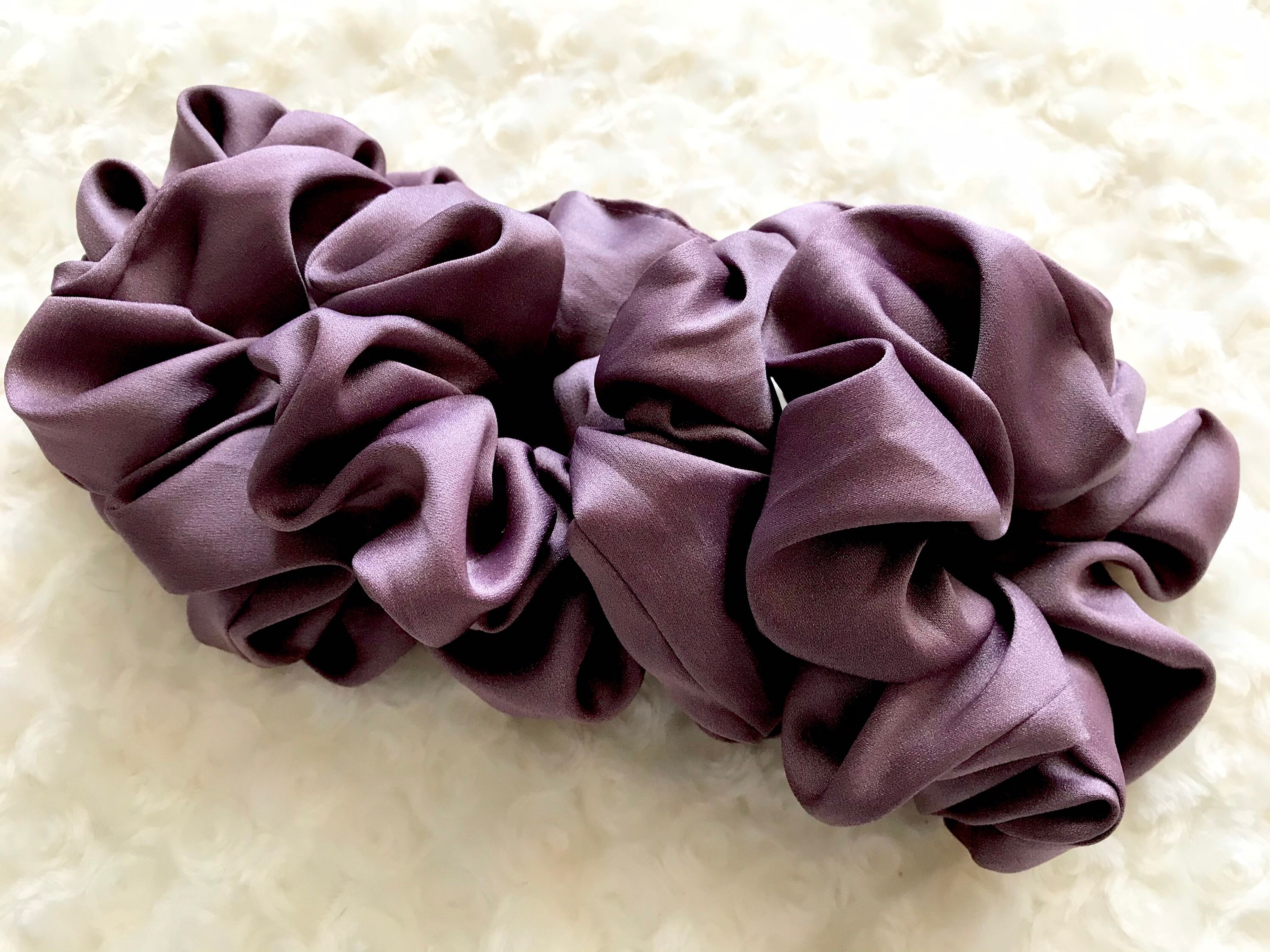 Purple Scrunchy Satin Scrunchieslarge Scrunchiessolid Color - Etsy