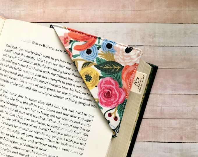 Floral Bookmark, Rifle Paper Co Fabric Bookmark, Corner Bookmark ...