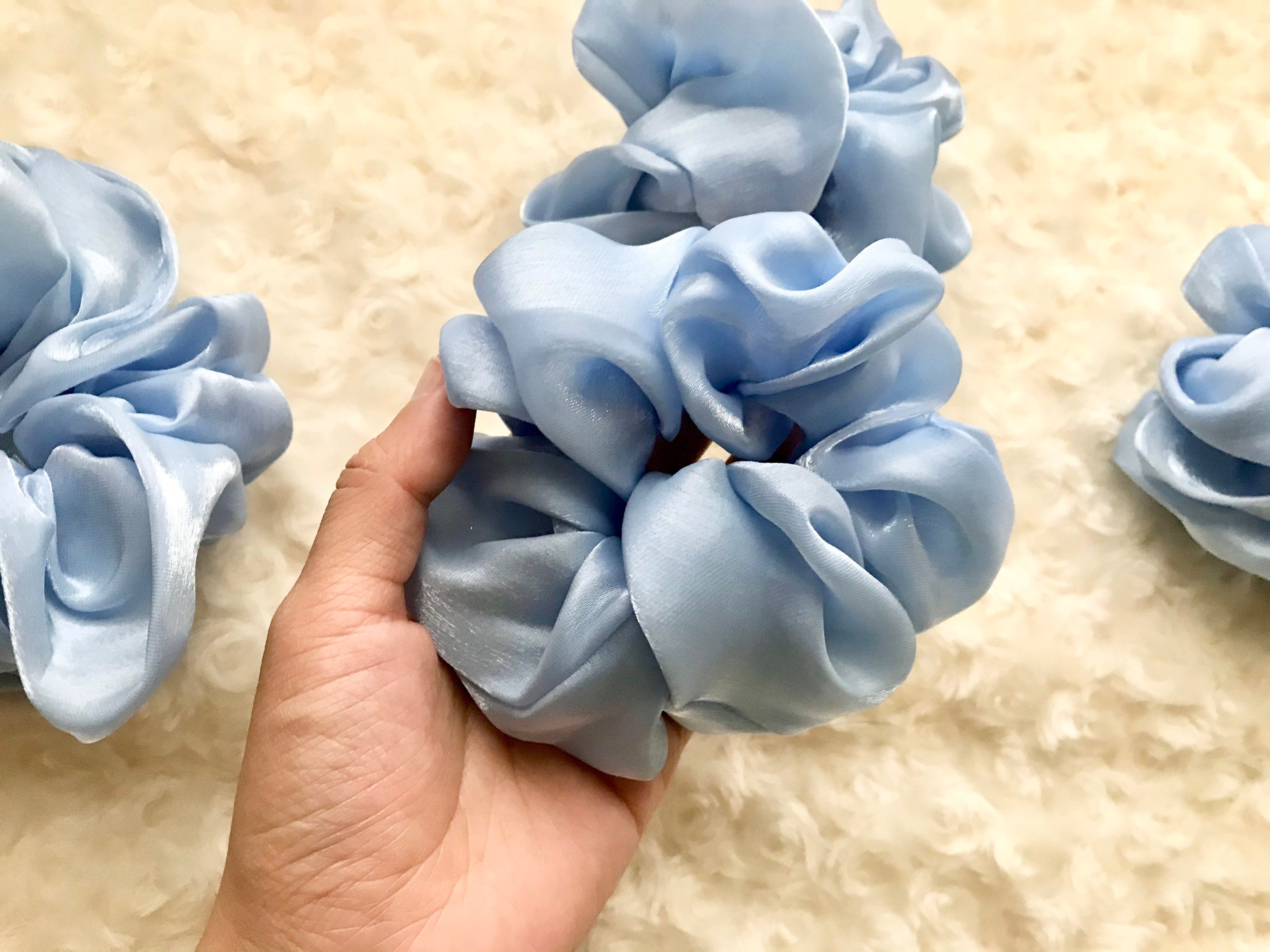 Blue Scrunchy, Organza Scrunchies,large Scrunchies,satin Scrunchies ...