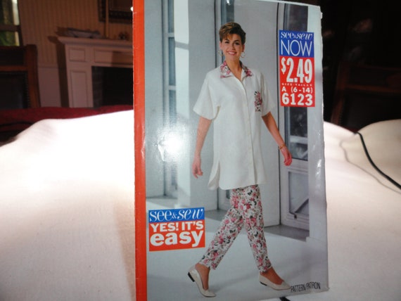 Butterick See & Sew Easy Pattern 6123 Misses Slacks and Top | Etsy