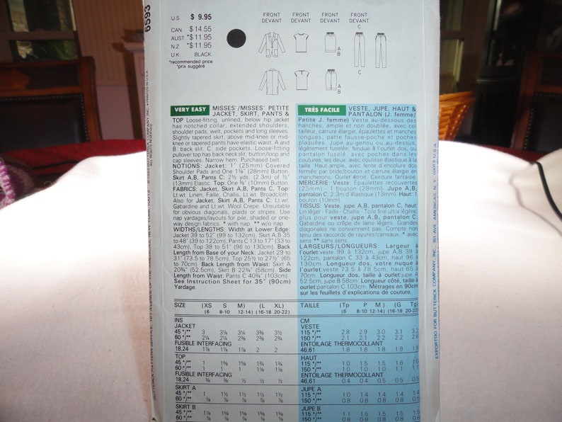 Butterick Classics Fast & Easy Pattern 6593 Misses Jackets, Blouses ...