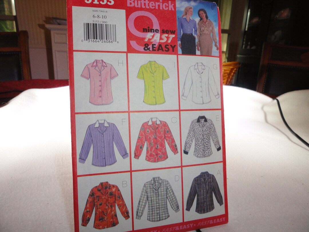 Butterick Pattern 5153 Petite Misses Blouses 9 Styles, Sizes 6-10, Fast ...