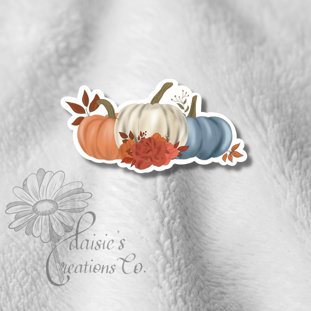 Pumpkin Trio Sticker / Fall Sticker / Colorful Pumpkins / Decal ...
