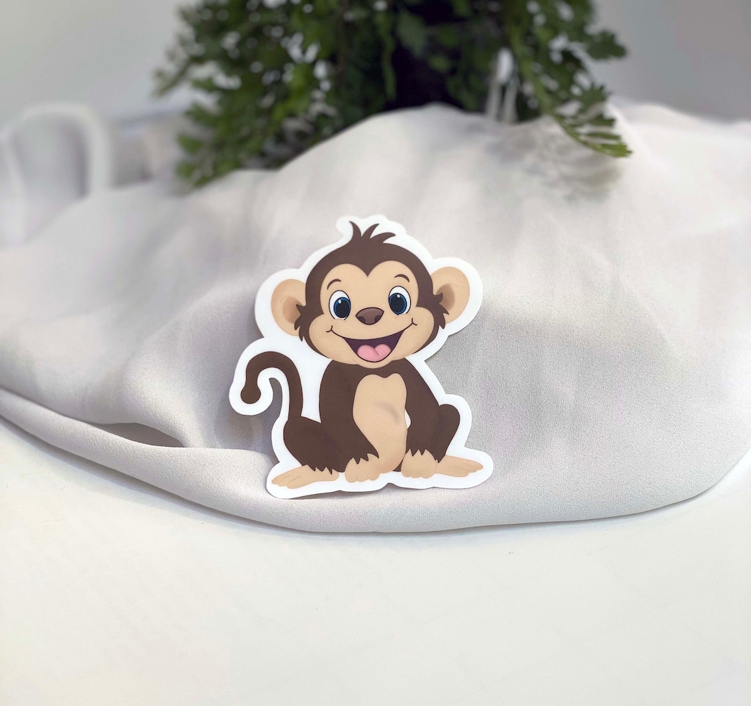 Cute Monkey Vinyl Sticker: Hand-drawn Animal Decal - Etsy