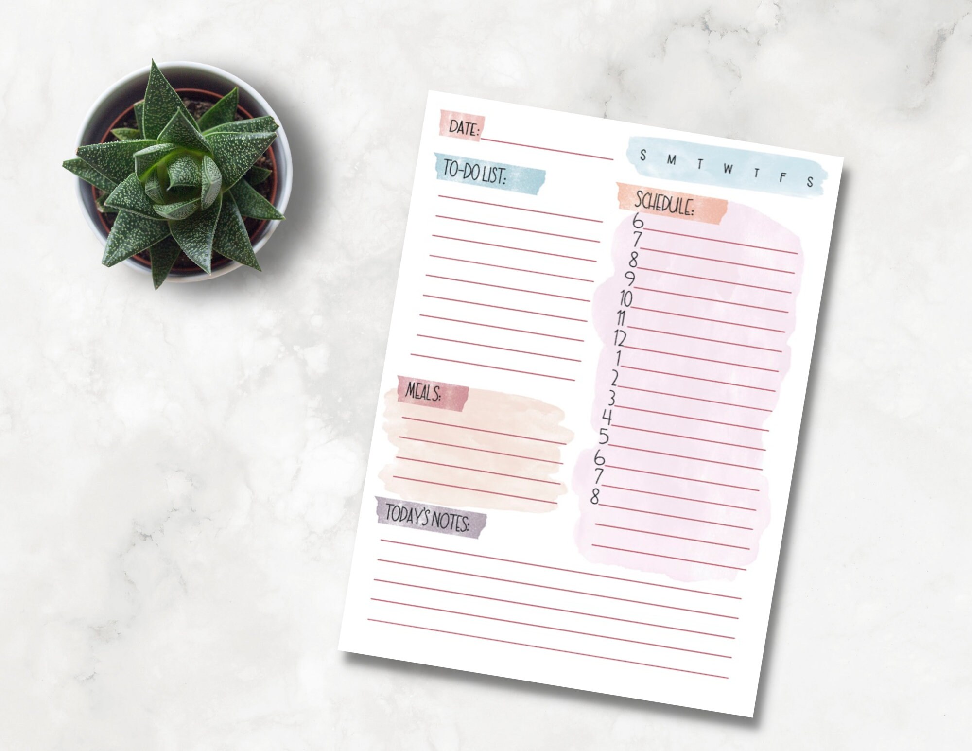 Daily Planner Notepad Stationary Day Planner Hourly - Etsy