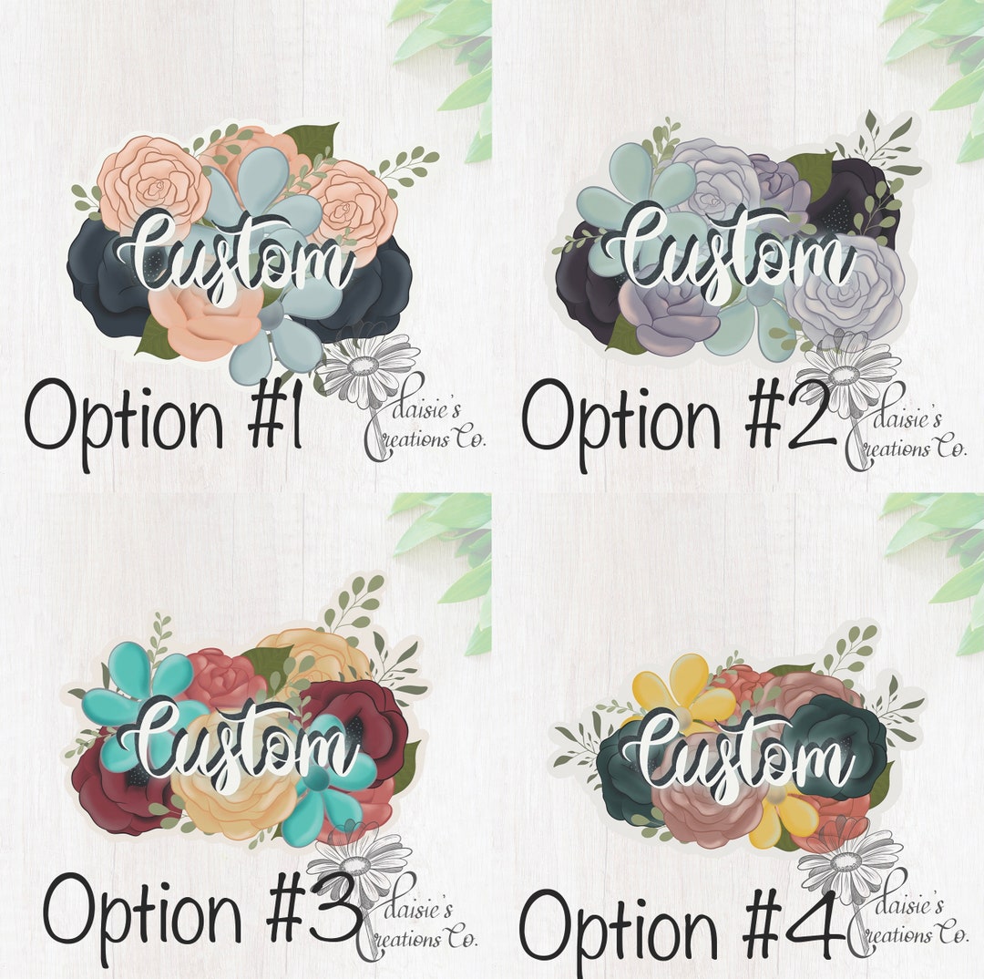 Custom Floral Name Sticker Decal Laptop Sticker Vinyl Sticker Gift Name ...