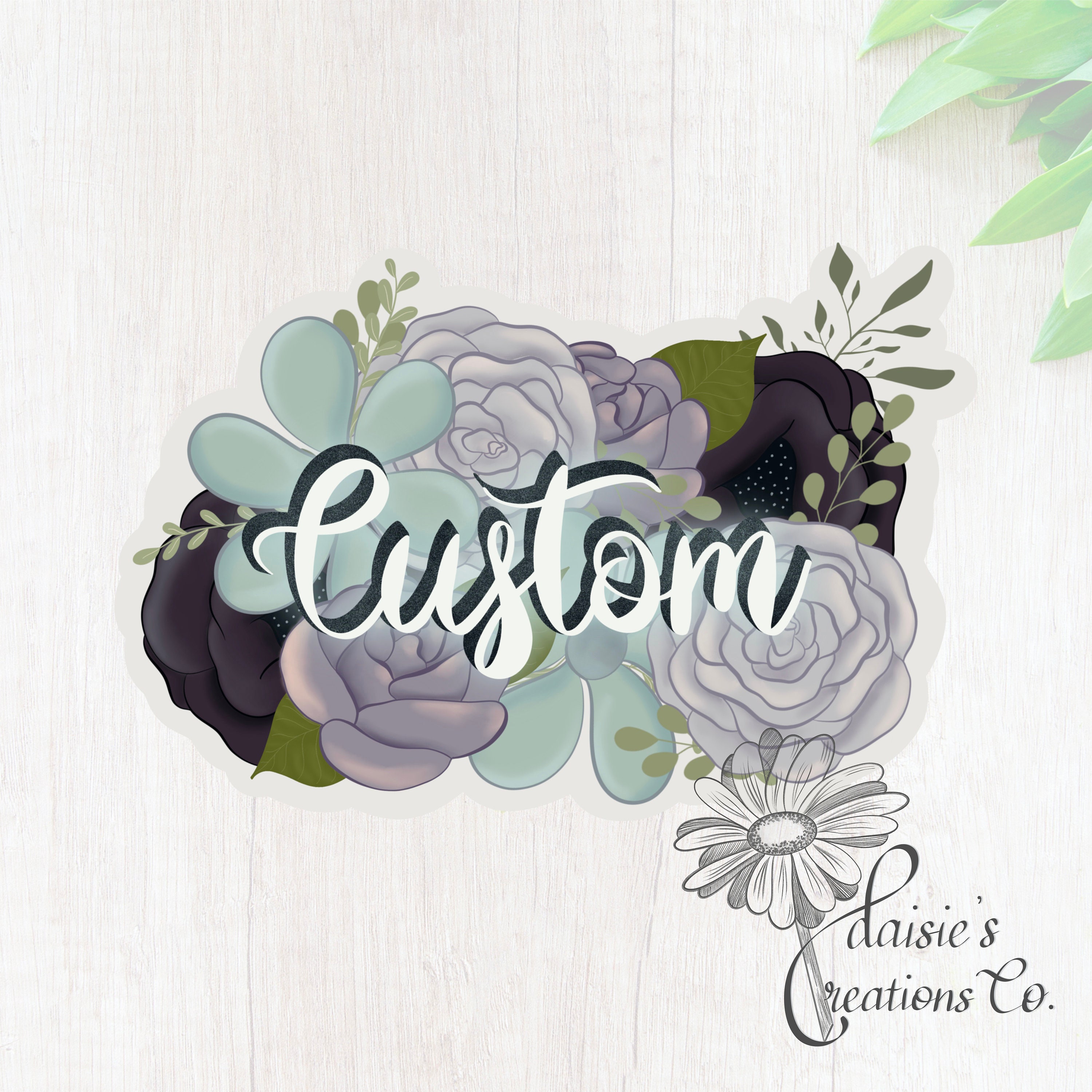 Custom floral Name Sticker Decal Laptop Sticker Vinyl | Etsy