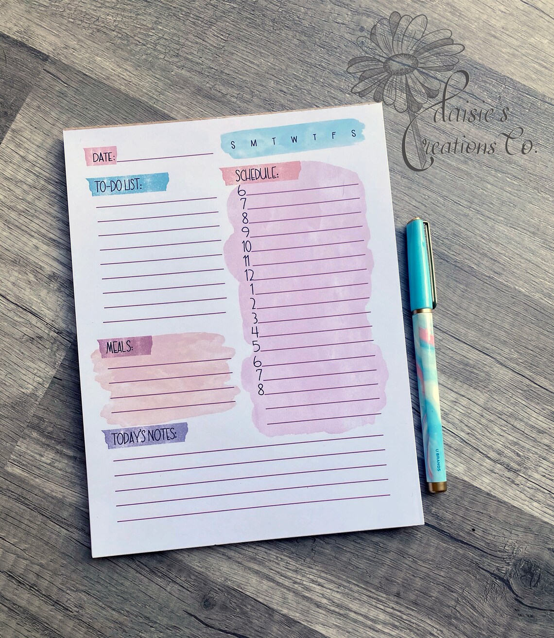 Daily Planner Notepad Stationary Day Planner Hourly | Etsy