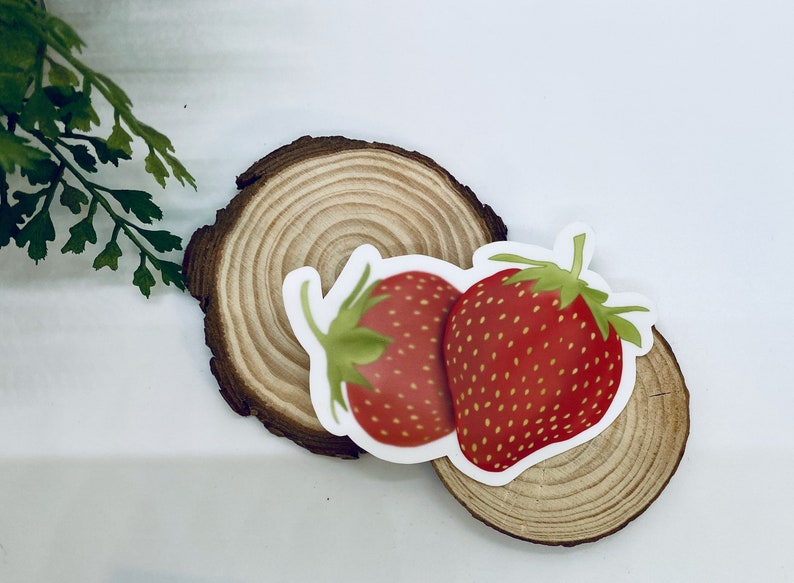 Strawberries Sticker Vinyl Sticker Strawberry Sticker | Etsy