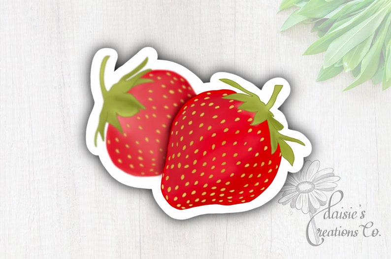 Strawberries Sticker Vinyl Sticker Strawberry Sticker | Etsy