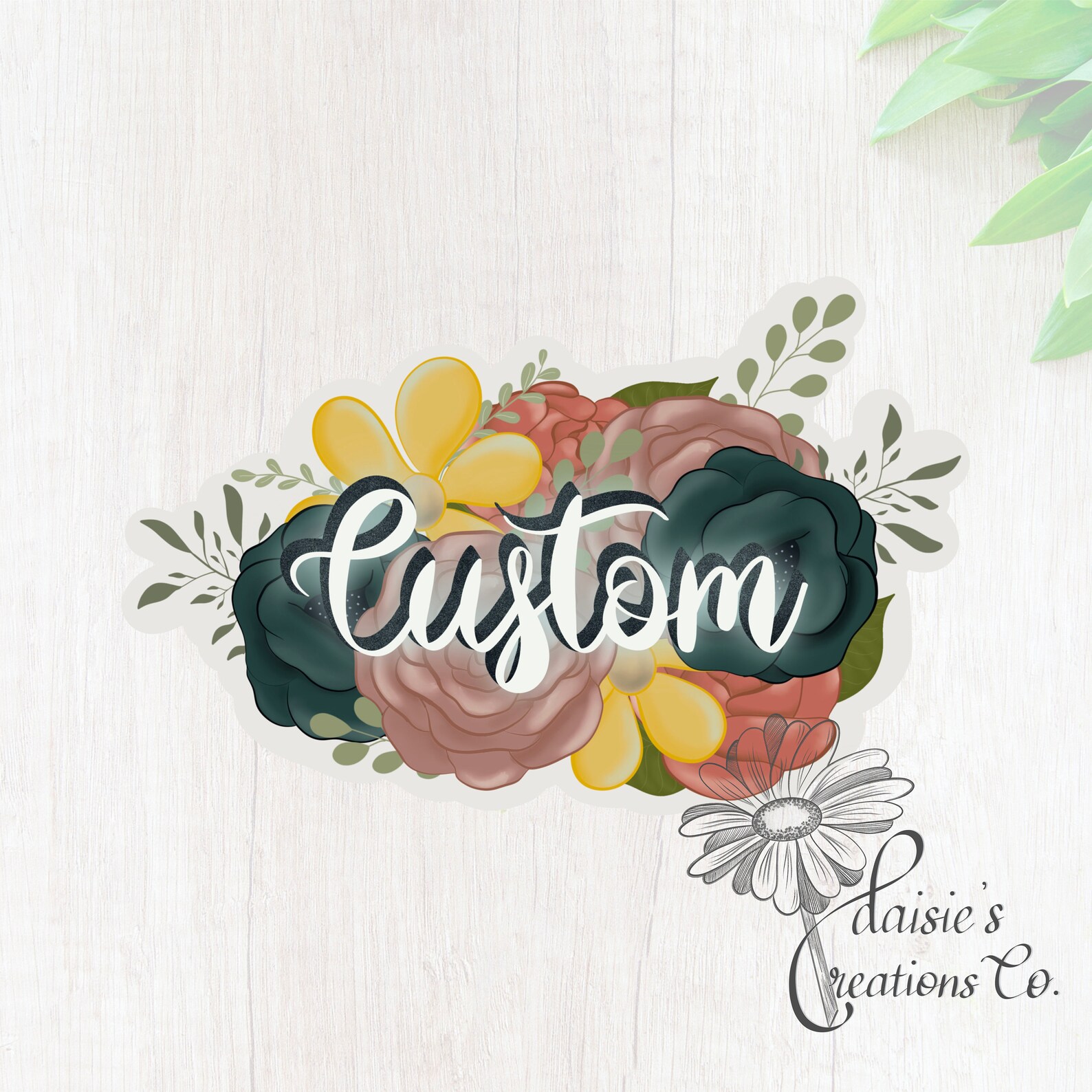 Custom Floral Name Sticker Decal Laptop Sticker Vinyl | Etsy