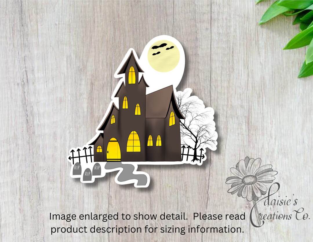 Haunted House Sticker Spooky Halloween Decor - Etsy