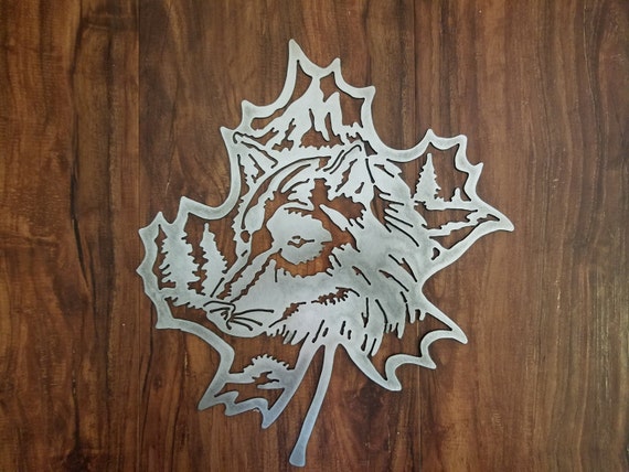 Wolf in Oak Leaf Metal Art | Etsy