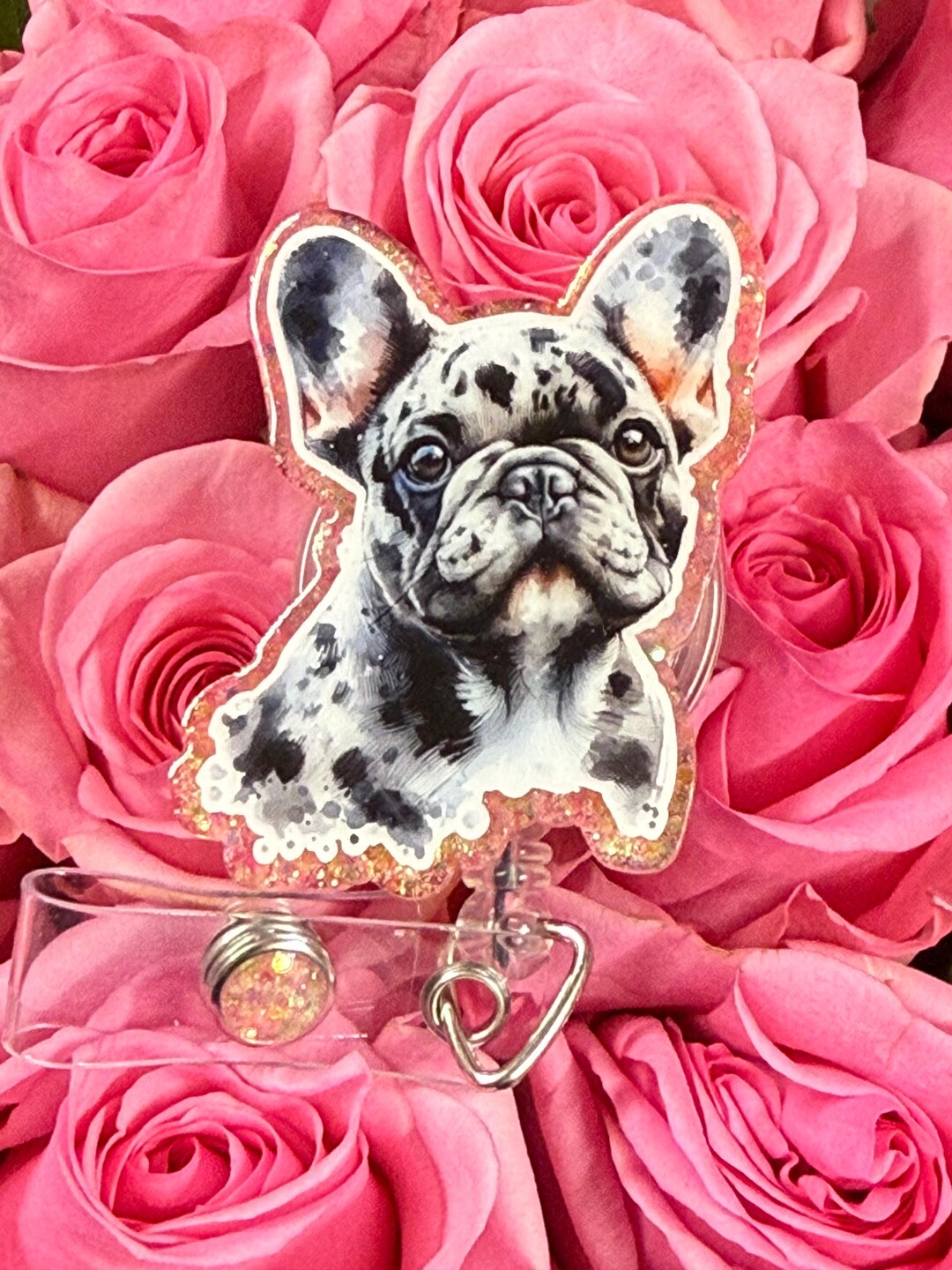 Merle Frenchie Badge Reel, Retractable Badge Reel, Medical Gift ...