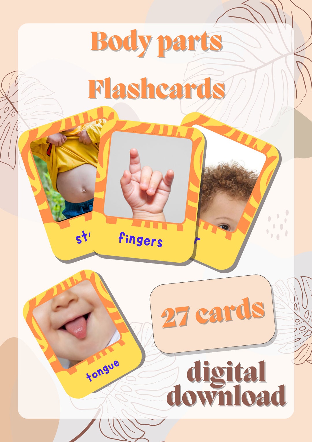 Body Parts Flashcards, Educational Human Anatomy Flash Cards for Kids ...