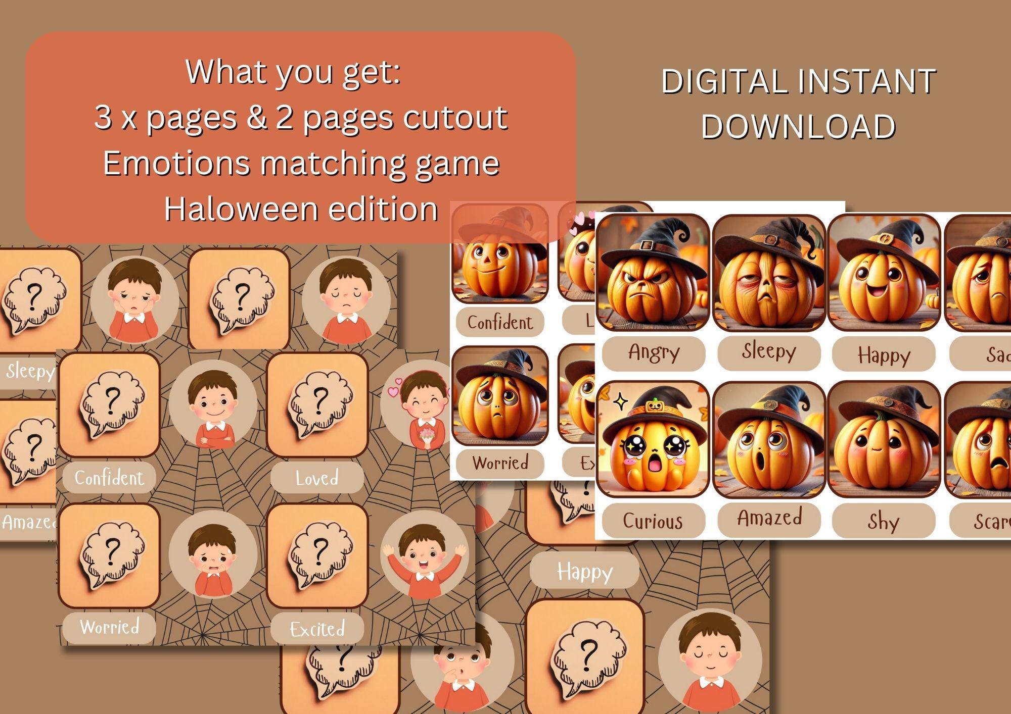Emotions Flashcards Feelings Matching Game, Emotions Cards Toddler ...