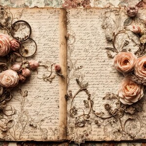 Floral Vintage Junk Journal Page Set - Scrapbook Ephemera for ...