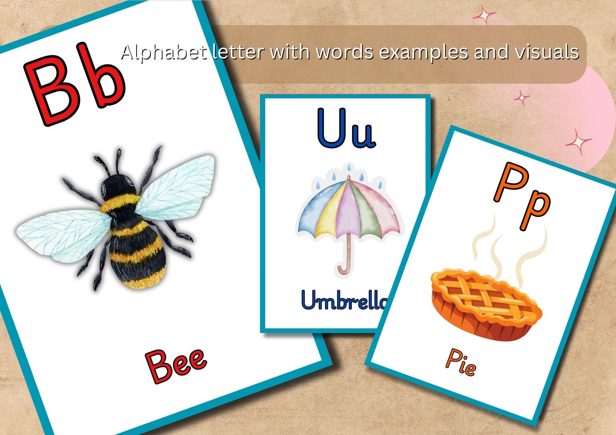 Alphabet Cards Montessori Learning Materials for Homeschool, Preschool ...