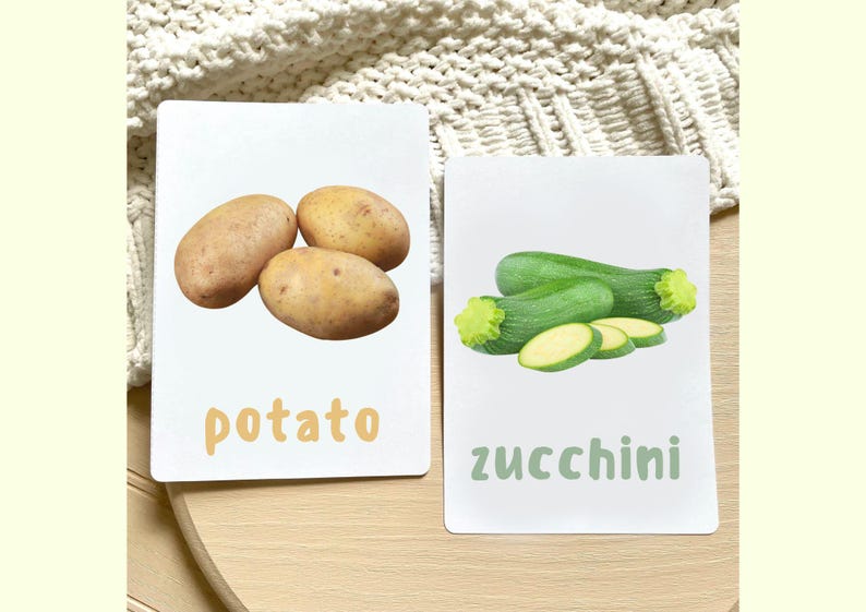 VEGETABLES (real Pictures) 24 Montessori Cards • Flash Cards ...