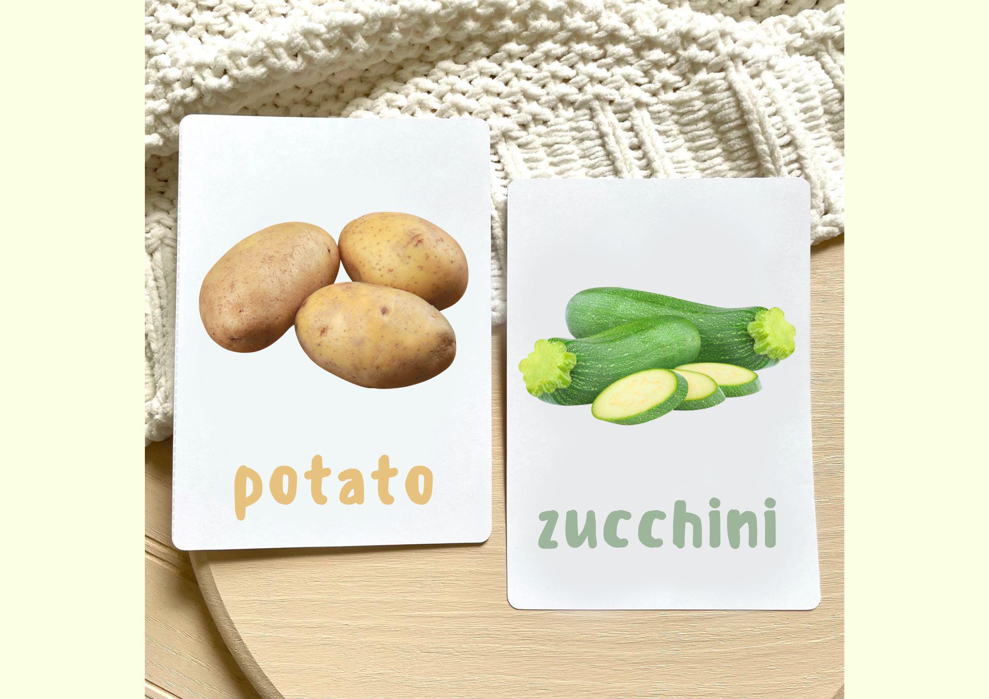 VEGETABLES (real Pictures) 24 Montessori Cards • Flash Cards ...